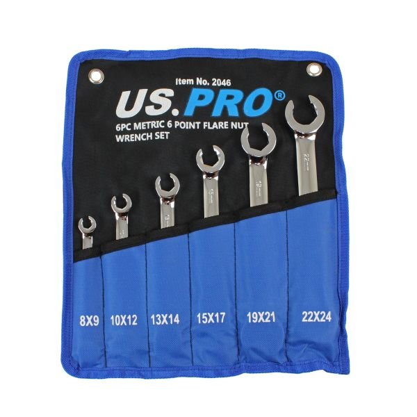 US PRO 6pc Metric 6 Point Flare Nut Wrench Set 2046 | DSD TOOLS