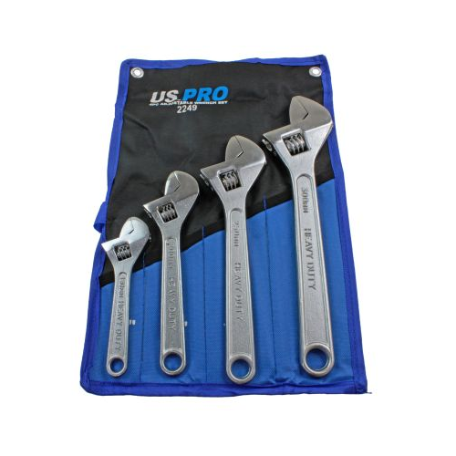 US PRO 4pc Adjustable Wrench Set Chrome Finish 2249 | DSD TOOLS