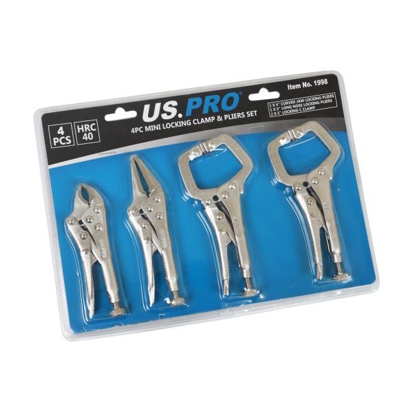 US PRO 4pc Mini Locking Clamp & Pliers Set 1998 | DSD TOOLS