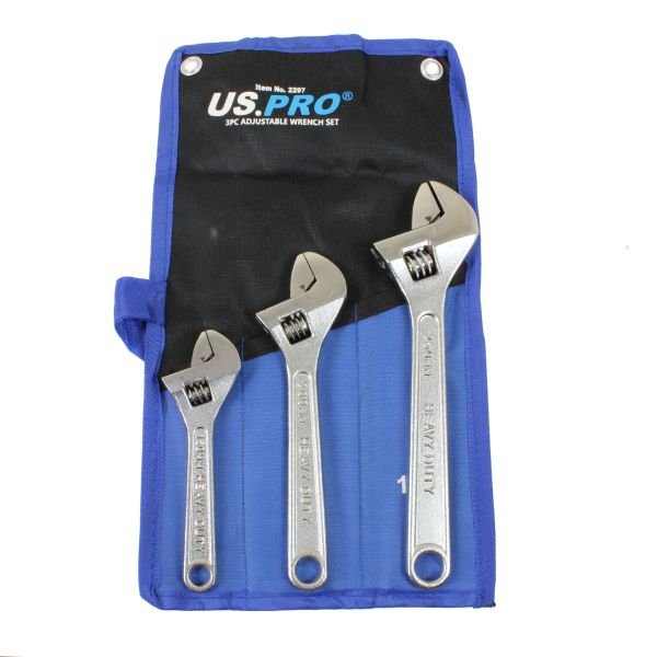 US PRO 3pc Adjustable Wrench Set Chrome Finish 2297 | DSD TOOLS