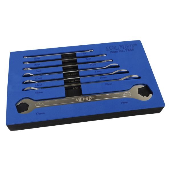 US PRO 7pc Ultra Thin Ratcheting Action O / End Spanner Set 6-19mm 7546 ...