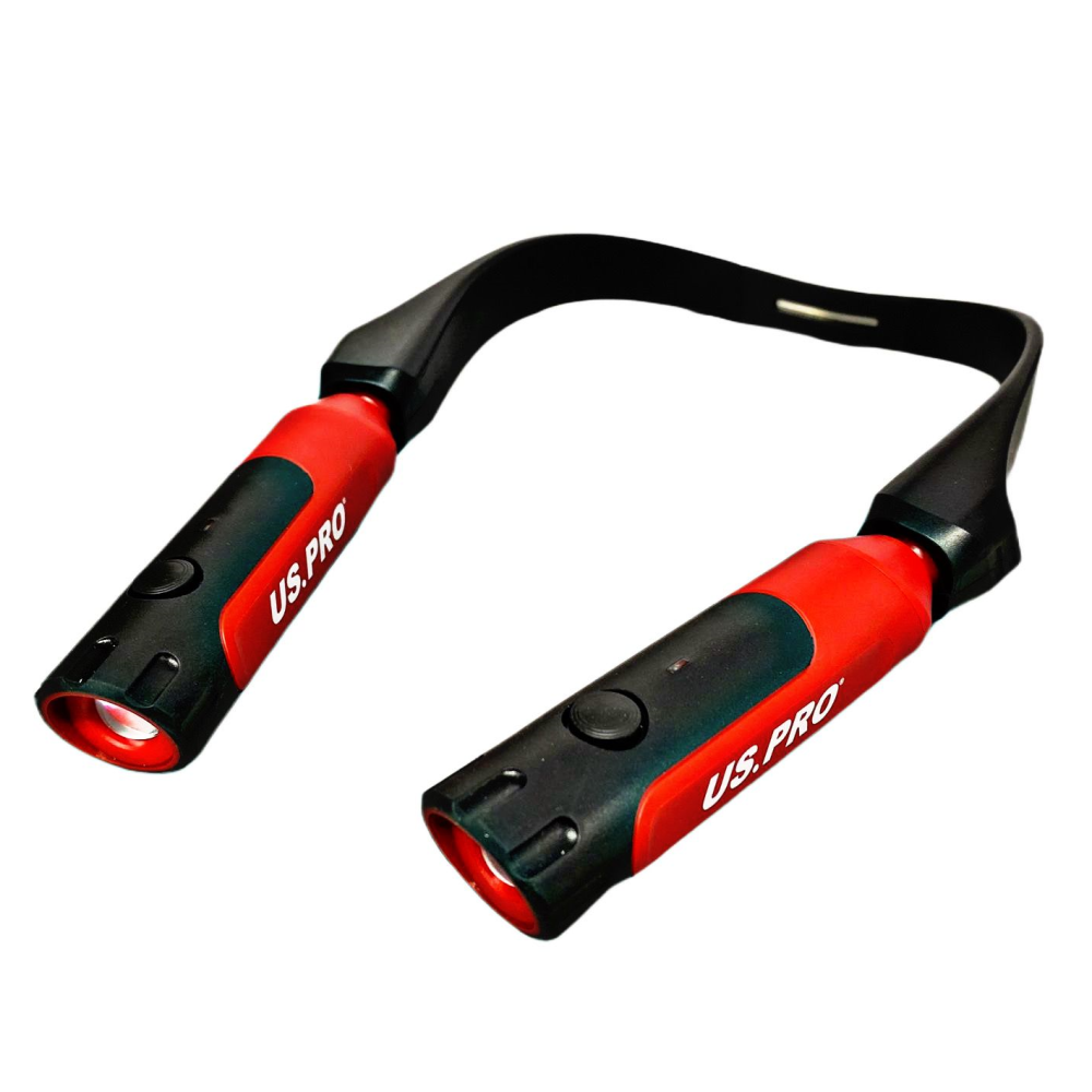 US PRO Tools Hands Free Head or Neck Light Adjustable Twin Lights 5470 ...